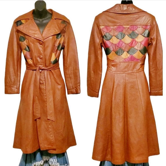 No Br | Jackets & Coats | Vintage 961970 Leather Patchwork Trench Small | Poshmark